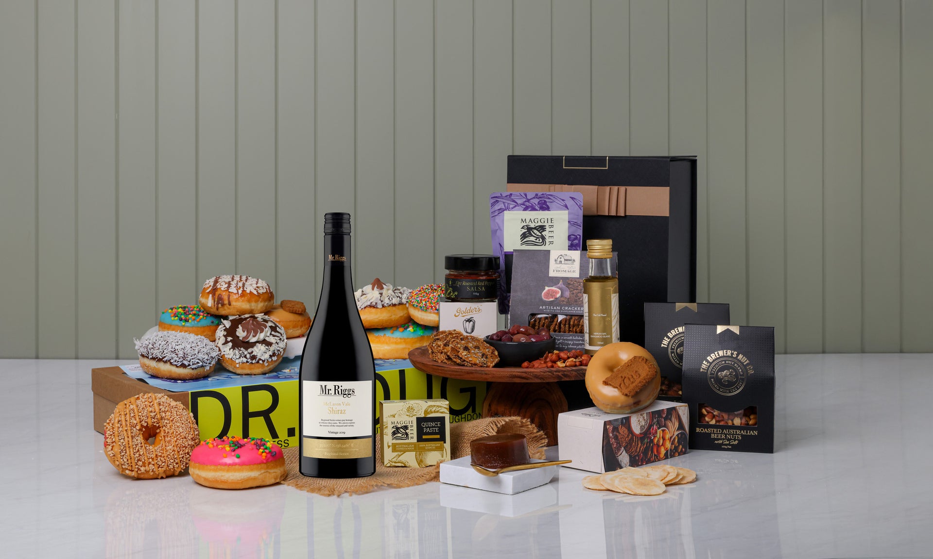 Red Wine & Nibbles Hamper with Dr. Dough Donuts｜The Hamper Emporium