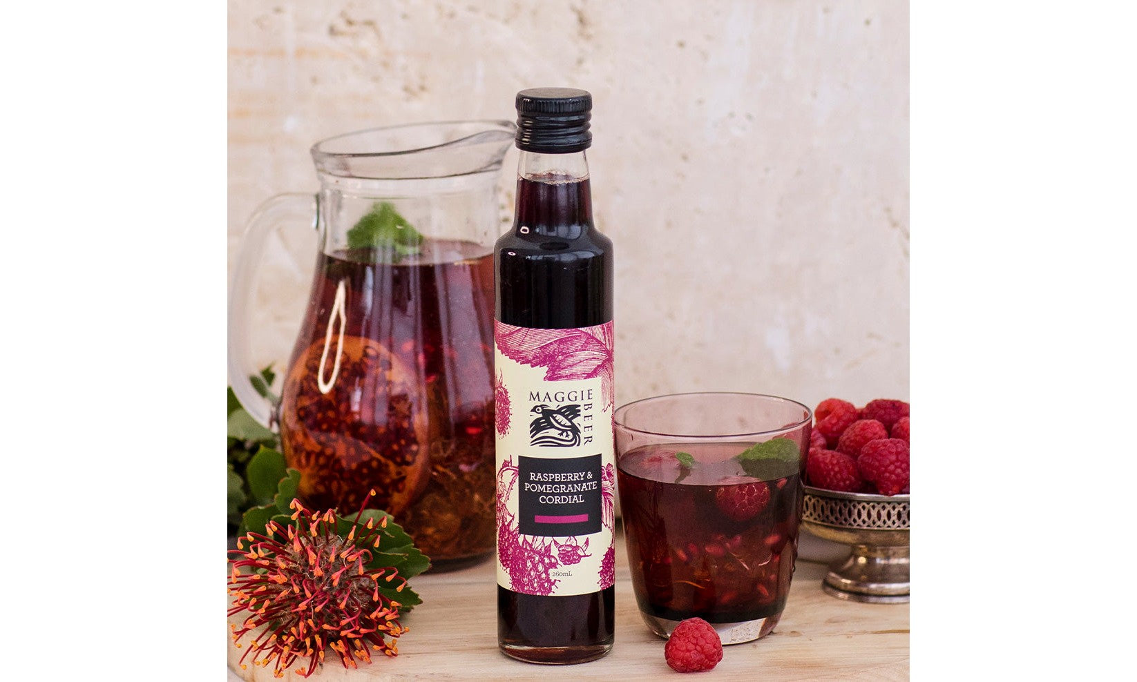 Raspberry & Pomegranate Cordial 250ml – The Hamper Emporium